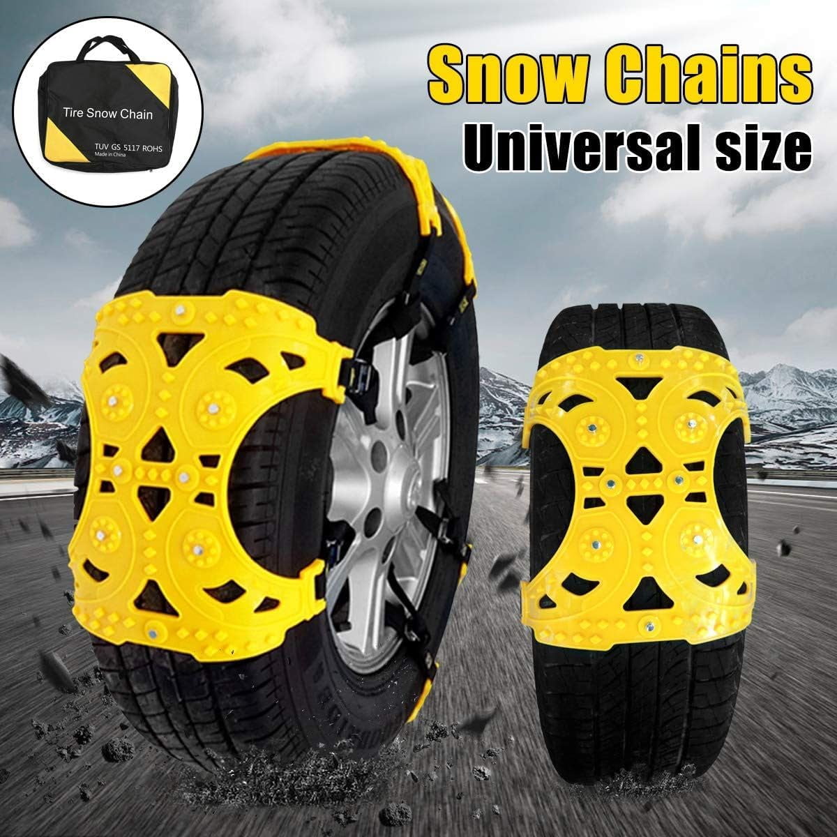 6 PCS Tire Security Universal Snow Chains for Two Tires- Quality Strong ...