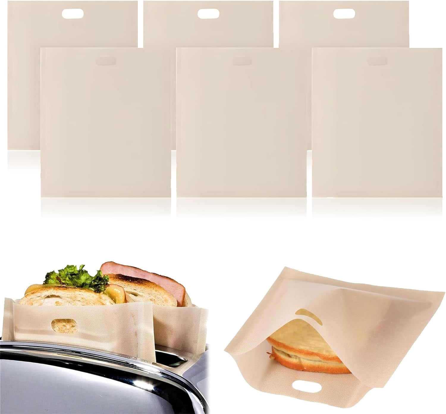 6 PCS Toaster Bags, Non-Stick Toaster Bags, Reusable Nonstick Toasted ...