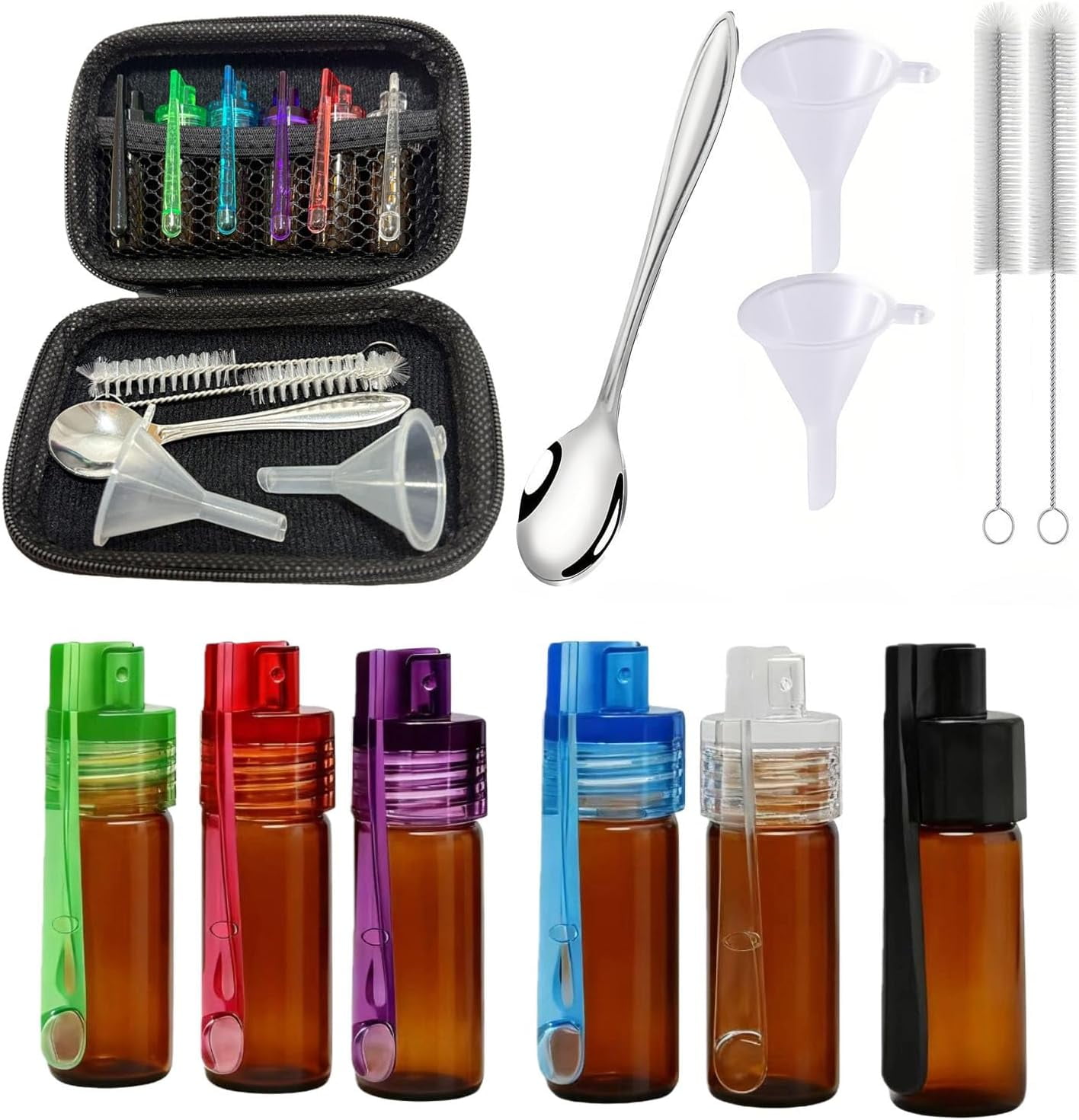 6 PCS Travel Spice Kit, Mini Glass Jars with Spoons & Leakproof Lids ...