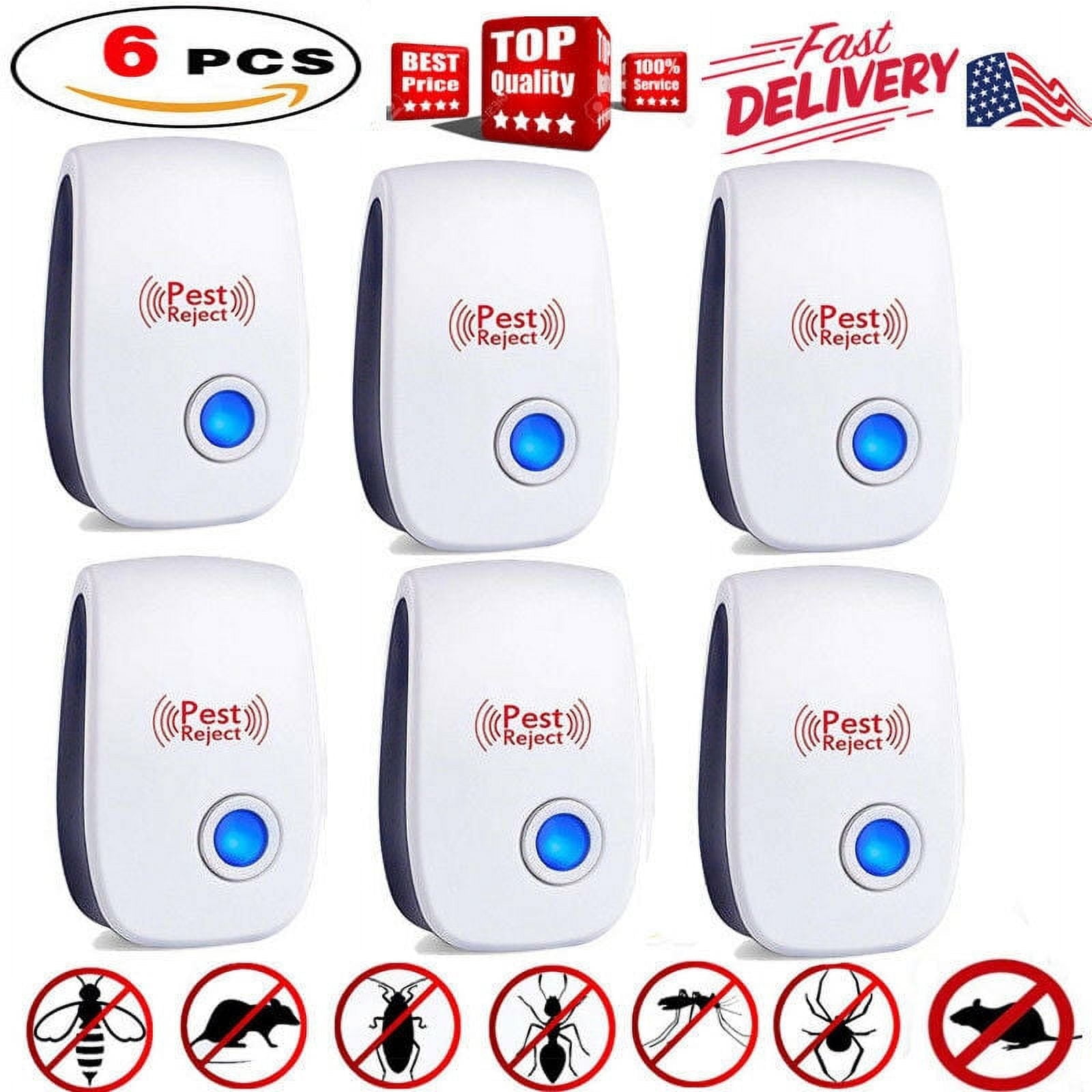 6 PCS Ultrasonic Pest Repeller Control Electronic Repellent Mice Rat ...