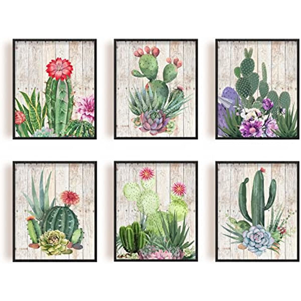 6 PCS Unframed Canvas Prints Succulents Cactus Canvas Wall Art Art ...