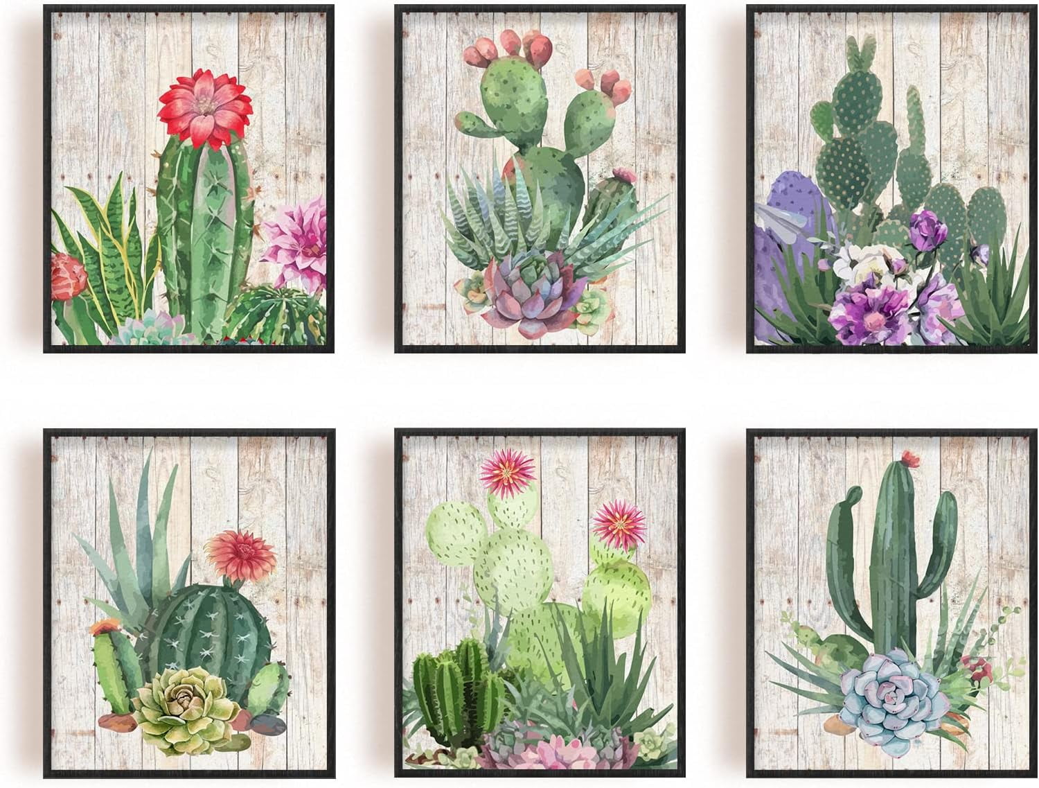 6 PCS Unframed Canvas Prints Succulents Cactus Canvas Wall Art Art ...