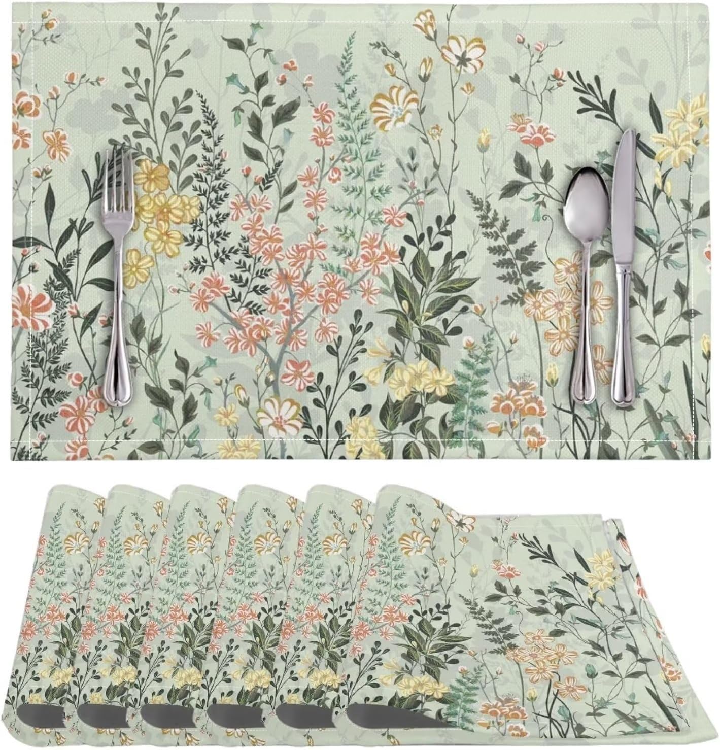 6 PCS Washable Tablemats for Home Farmhouse, Easy to Clean Foldable ...
