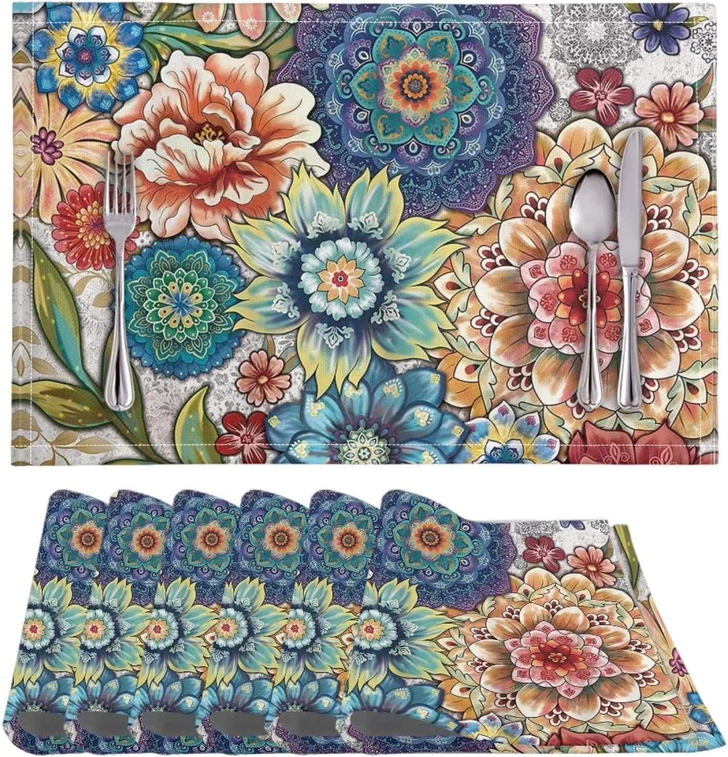 6 PCS Washable Tablemats for Home Farmhouse Beach, Easy to Clean ...