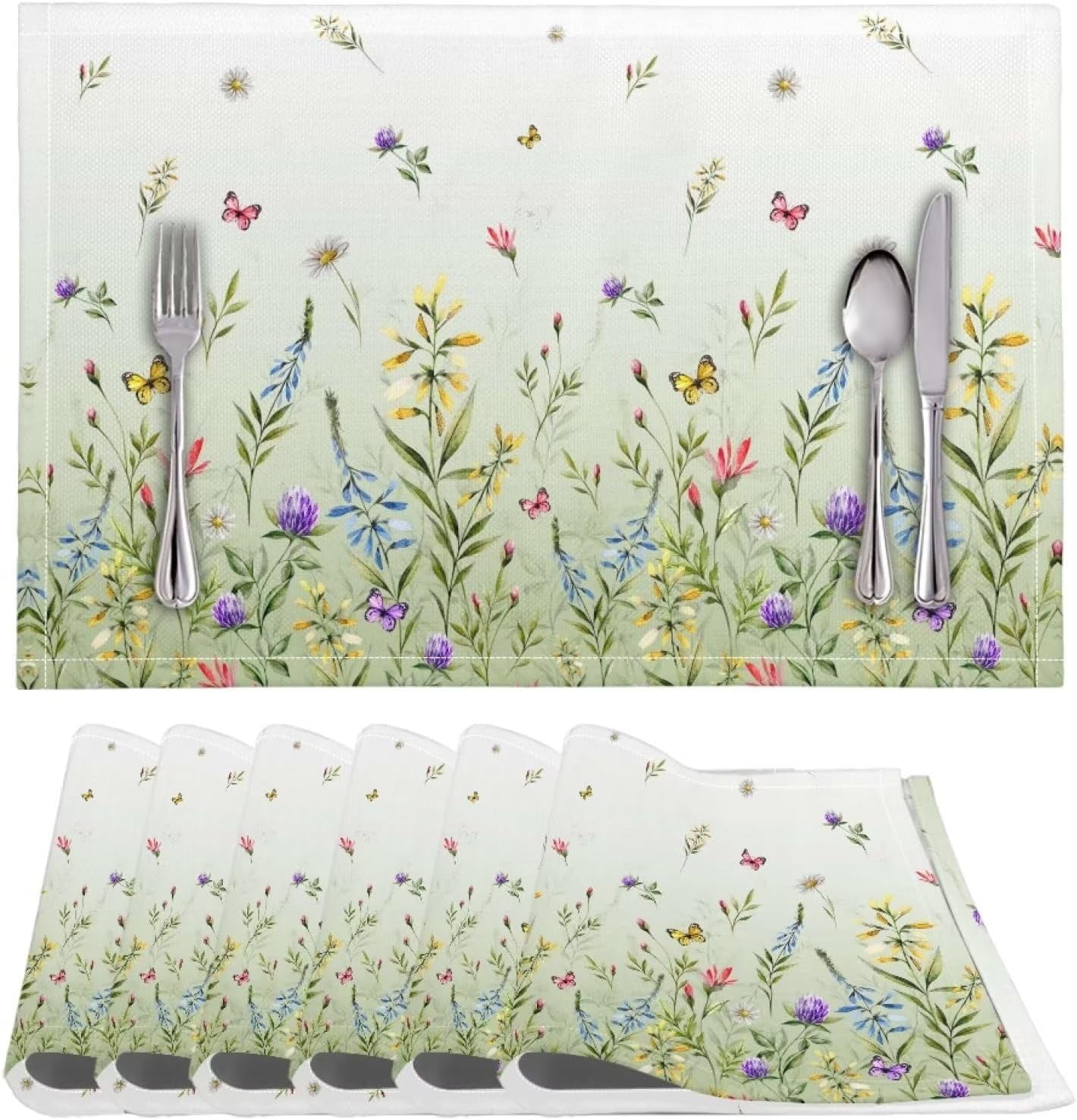 6 PCS Washable Tablemats for Home Farmhouse, Easy to Clean Foldable ...