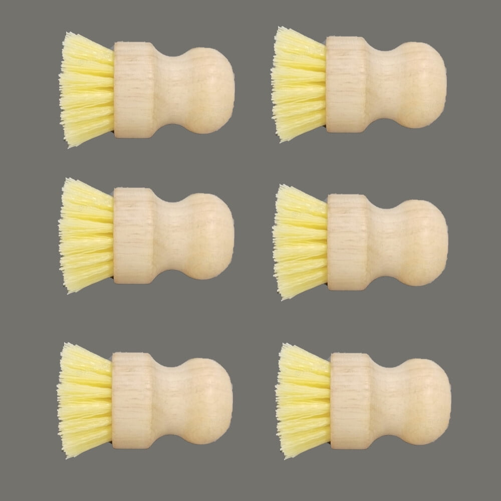 6 PCS Wooden Scrubbers, Kitchen Dishwashing Scrubber w/ Natural Sisal ...