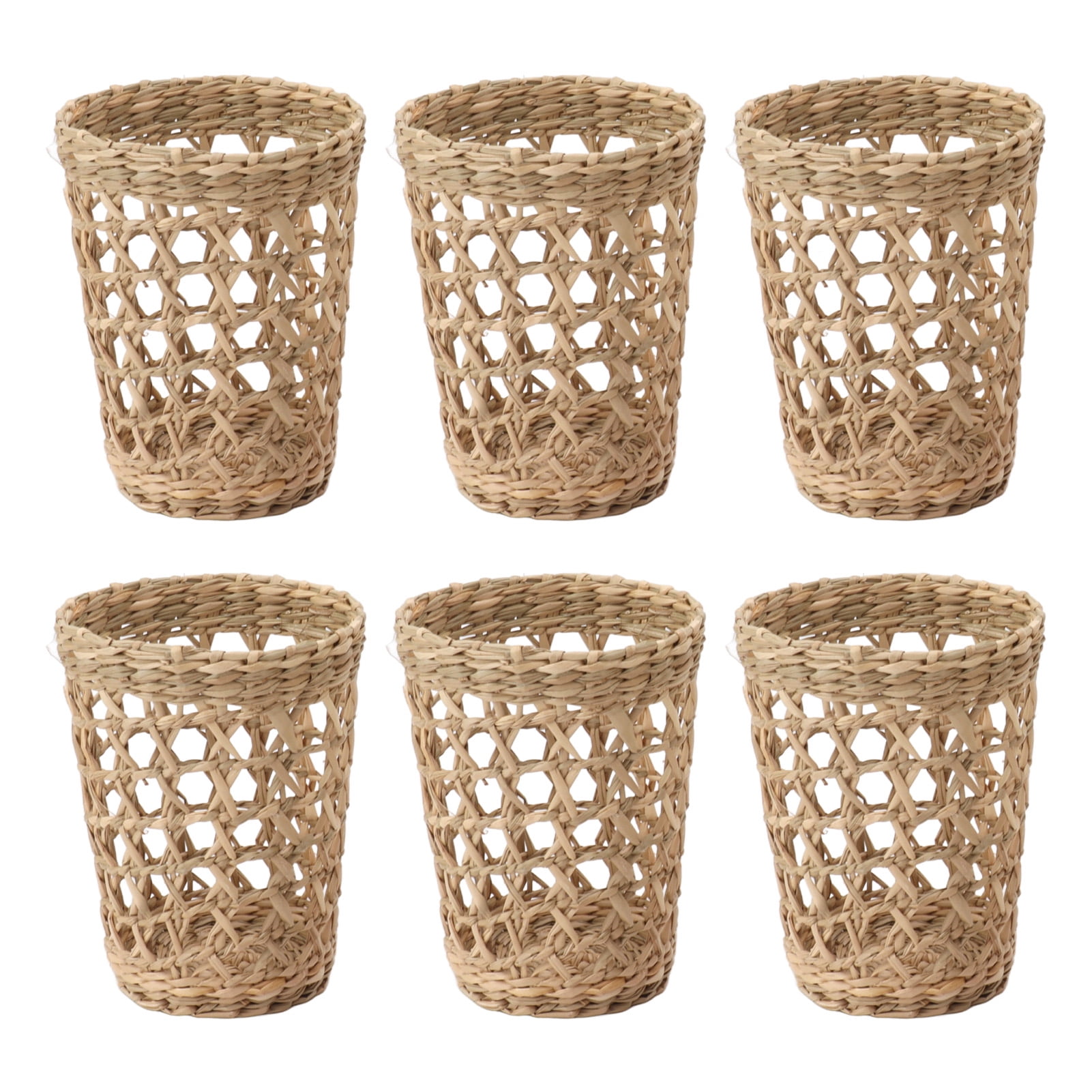 6 PCS Woven Cup Holders Anti Scald Hollow Straw Woven Glass Cup Sleeve ...