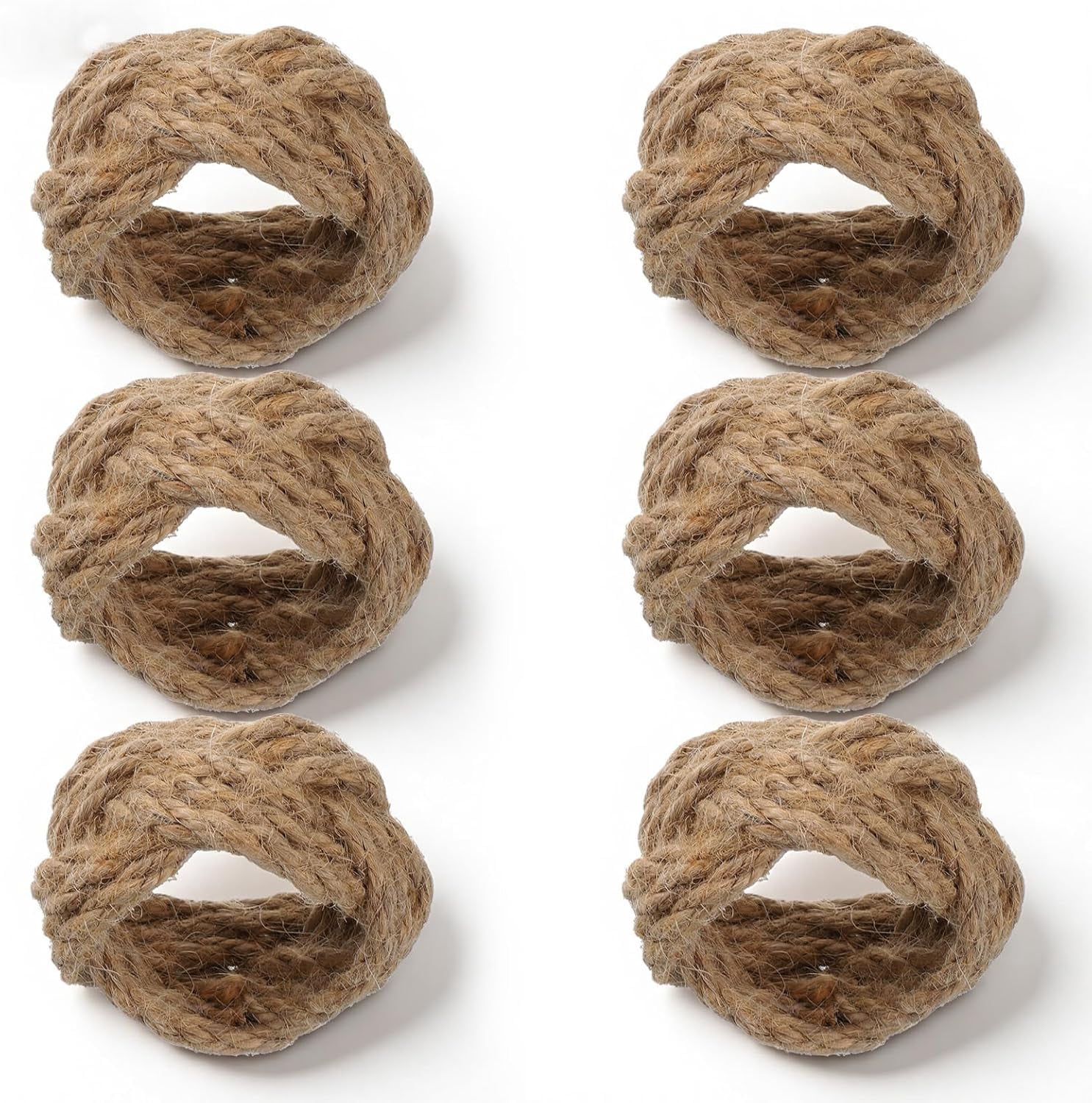 6 PCS Woven Napkin Rings, Natural Burlap Napkin Rings Nautical Napkins ...