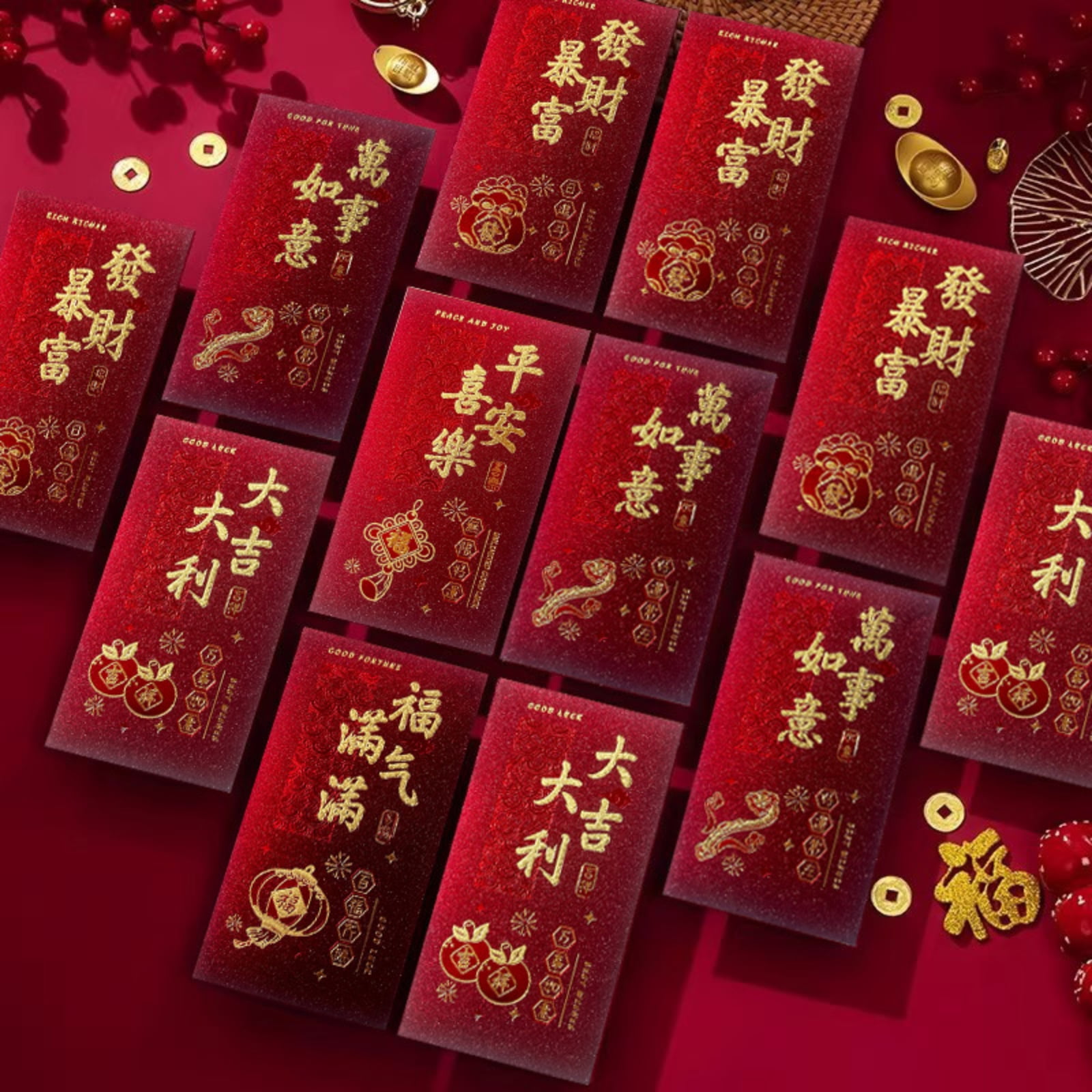 6 PCS Year Of Horse Red Envelope Chinese New Year Red Envelope ...