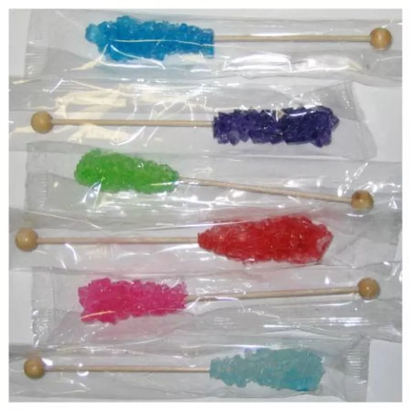 6 PIECE ASSORTED FLAVOR ROCK CANDY WRAPPED SWIZZLE STICKS PARTY GIFTS ...