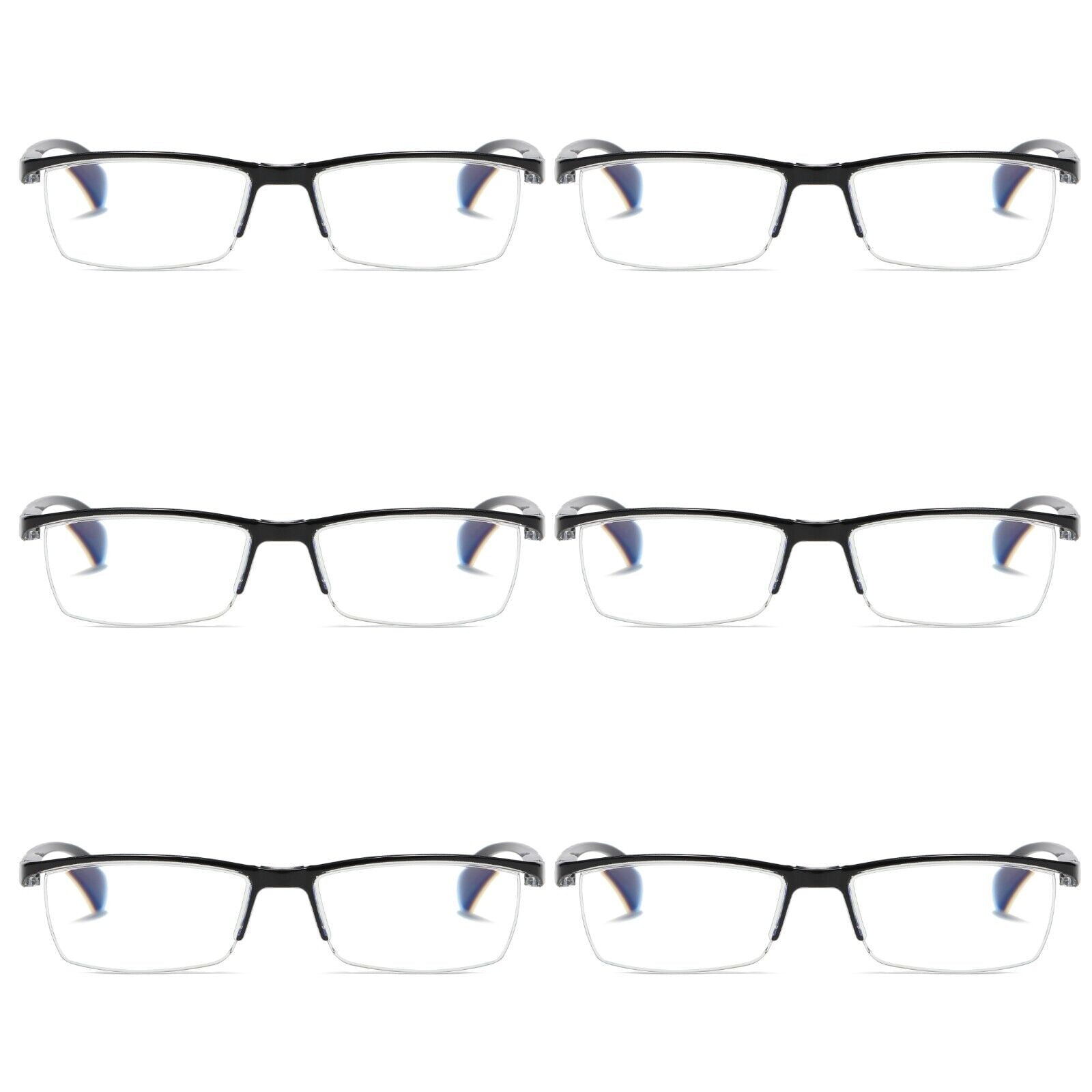 6 PK Mens Reading Glasses Readers - Rectangular Half-Frame ...
