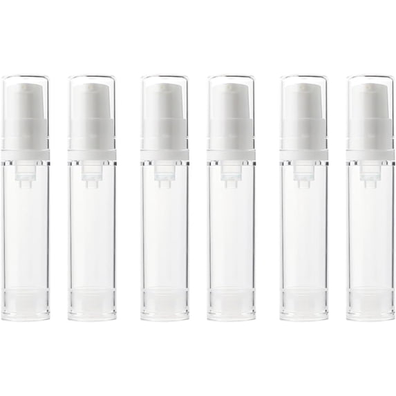 6 Pack 0.34 oz Plastic Empty Airless Pump Bottles Travel Size ...