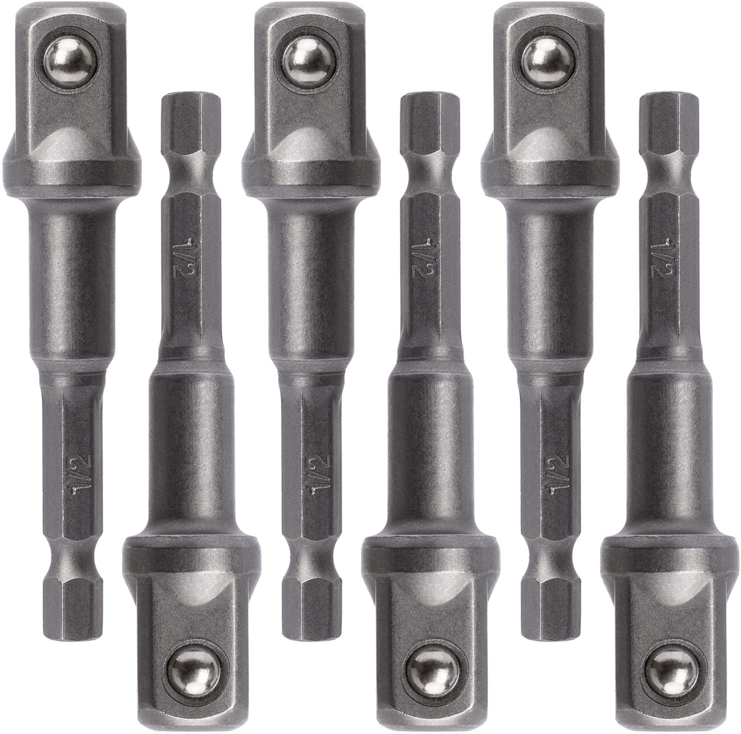 6 Pack 1/2 inch Square Socket Adapter Bit Set, Impact Driver Power Bits ...