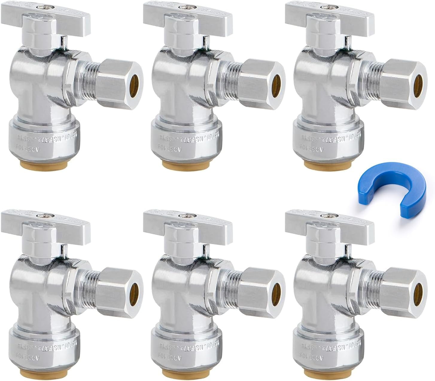 6-Pack 1/2" x 3/8" OD Compression Angle Stop Valve, Sink Shut Off Valve ...