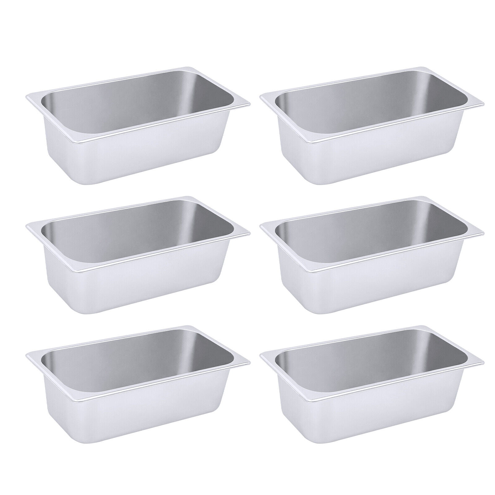 6 Pack 1/3 Size 4" Deep Food Pan Stainless Steam Table Catering Buffet ...