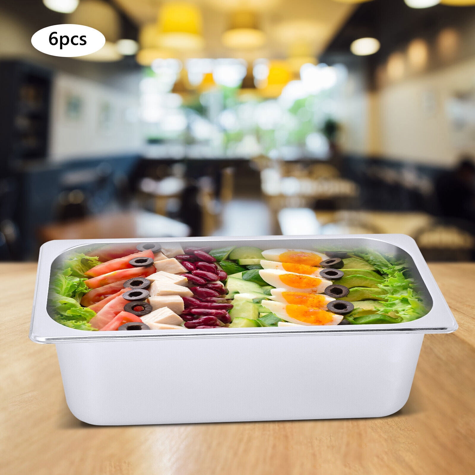 6 Pack 1/3 Size 4" Deep Food Pan Stainless Steam Table Catering Buffet ...