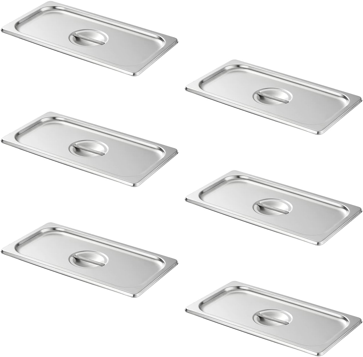 6-Pack 1/3 Size Hotel Pan Cover, Stainless Steel Solid Steam Table ...