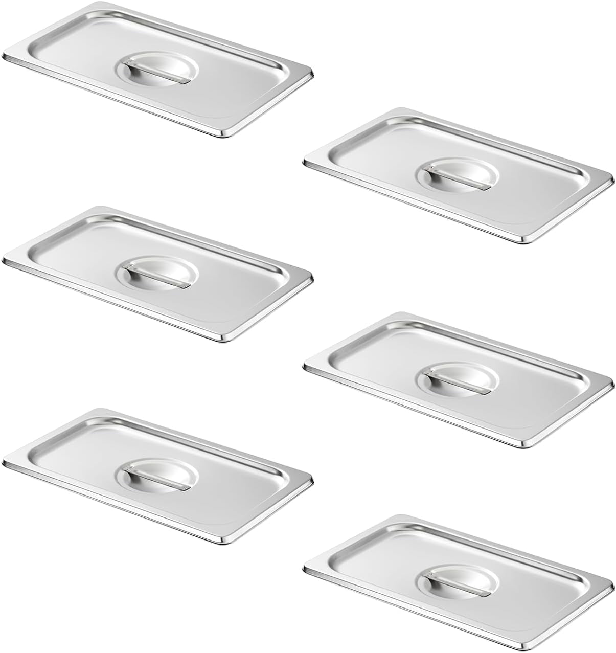 6-Pack 1/4 Size Hotel Pan Cover, Stainless Steel Solid Steam Table ...