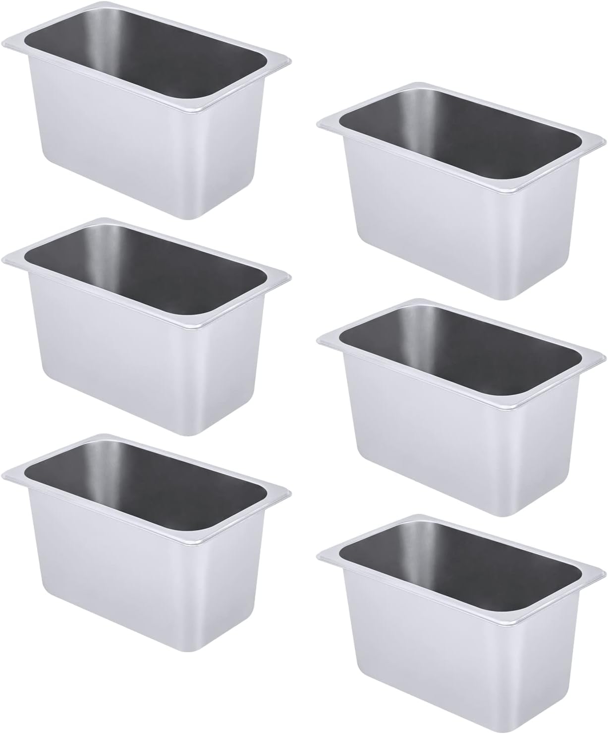 6 Pack 1/4 Size Stainless Steel Steam Hotel Pan 10.4x6.3x6in Steam ...