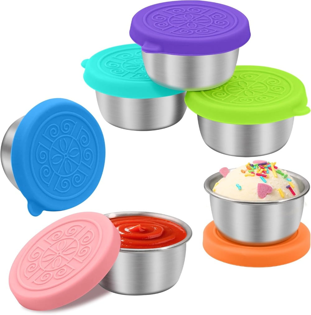 6-Pack 1.6oz Stainless Steel Salad Dressing Containers – 100% Leakproof ...