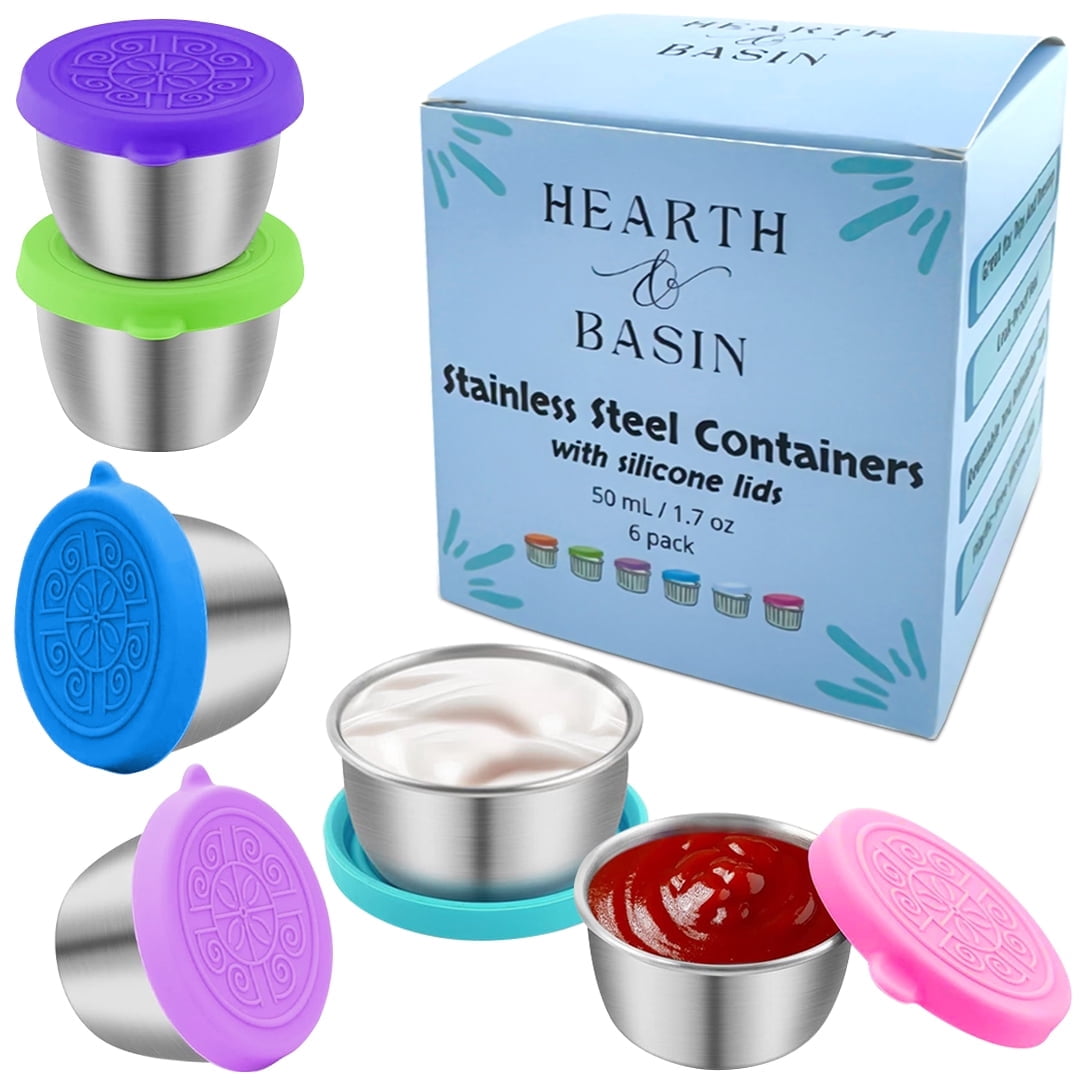 6 Pack 1.7 oz Salad Dressing Container To-Go with Reuseable Silicone ...