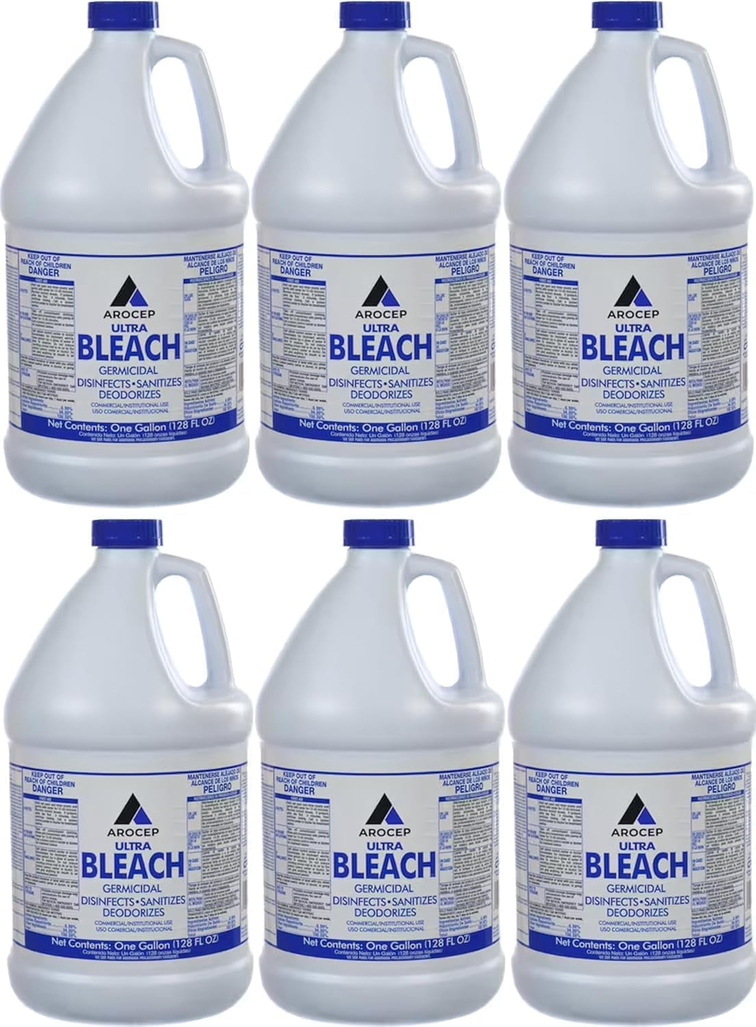 6 Pack 1 Gallon Bottles Liquid Ultra Germicidal Cleaning Bleach ...