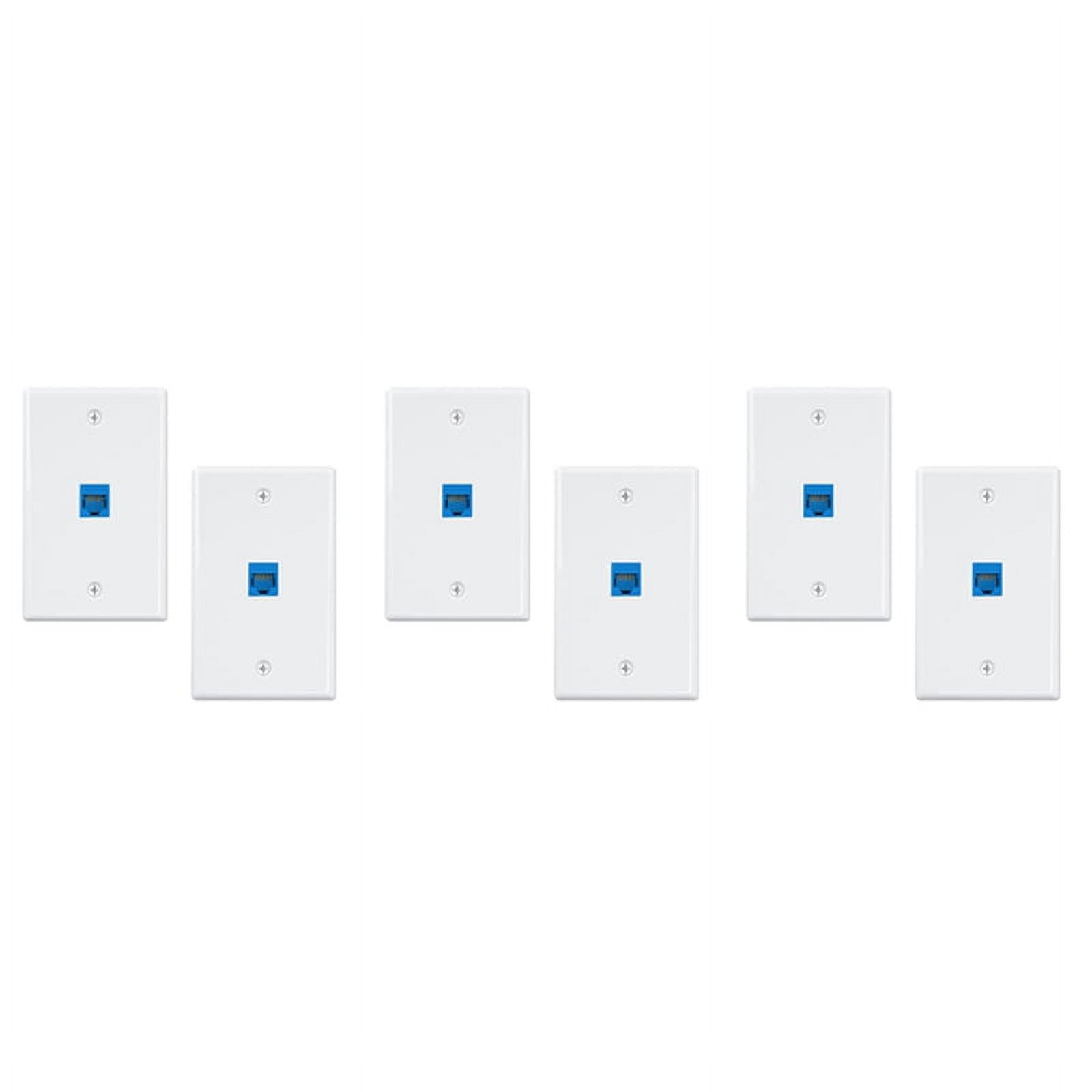 6-Pack 1 Port Ethernet Wall Plate, RJ45 Cat6 Female to Jack Inline ...