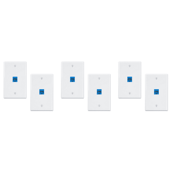 6-Pack 1 Port Ethernet Wall Plate, RJ45 Cat6 Female to Jack Inline ...