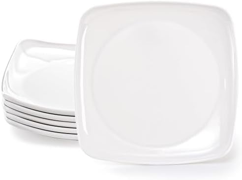 6 Pack 10.5" Melamine Sqaure Dinner Plates, Unbreakable Serving Dishes ...