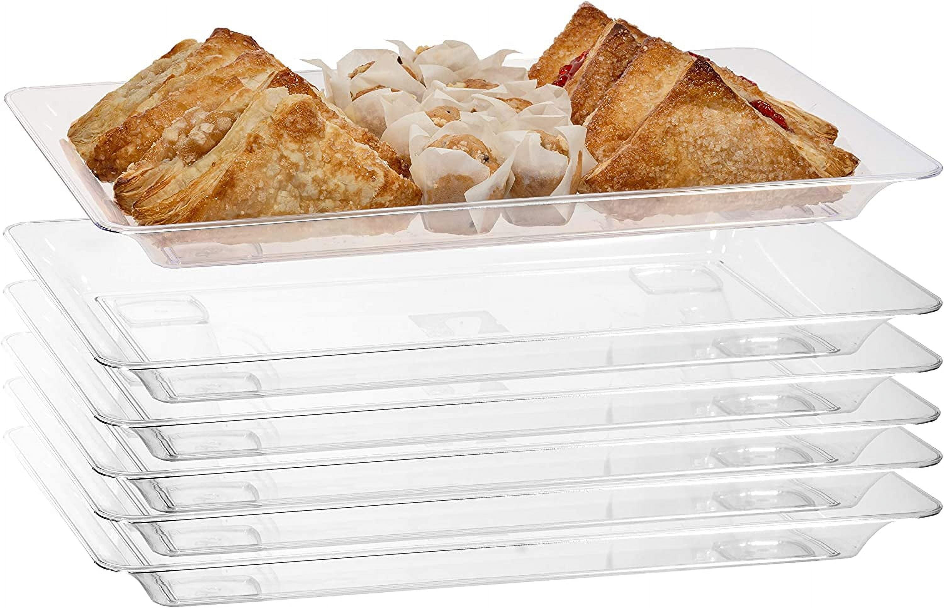 6 Pack 10.5 inch. x 8.5 inch. Rectangle Plastic Disposable Serving ...