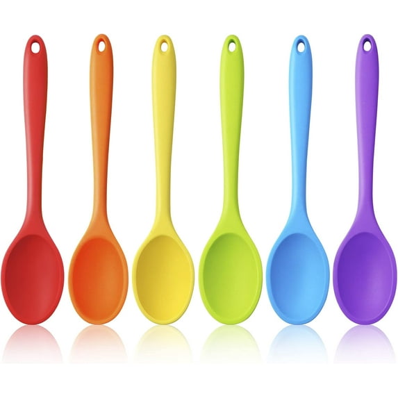 6 Pack 10.8'' Large Silicone Spoons, Heat Resistant Silicone Basting ...