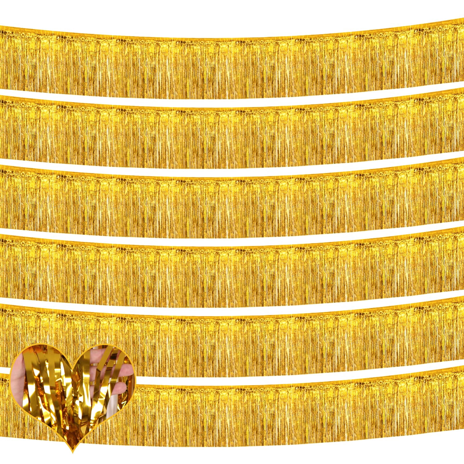 6 Pack 10 Feet Foil Fringe Garland Metallic Tinsel Banner Wall Hanging ...