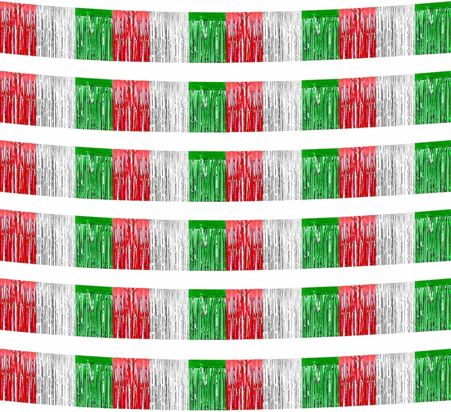 6 Pack 10 Feet Foil Fringe Garland Metallic Tinsel Streamers Banner ...