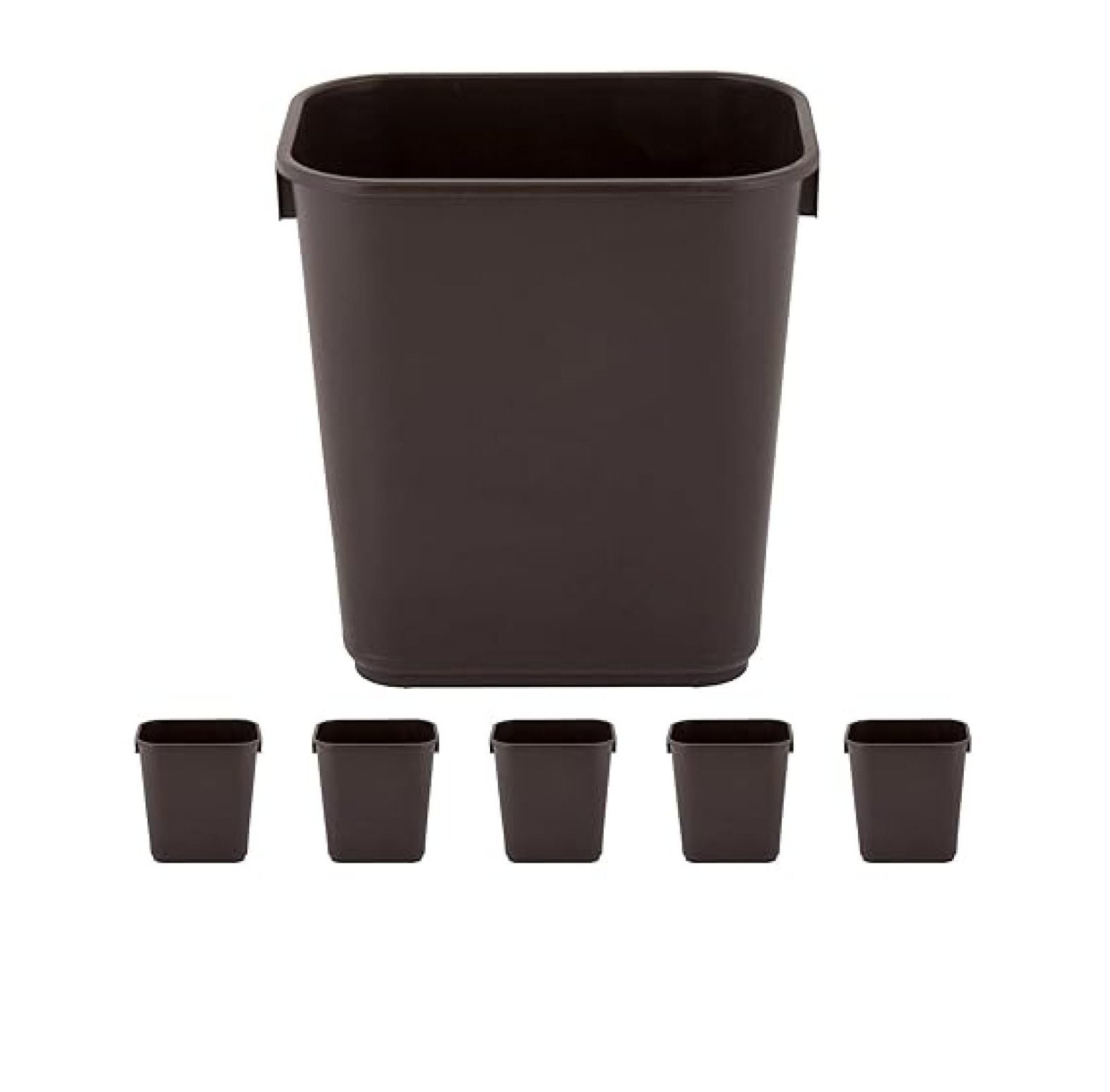 6 Pack! 10 Gallon Brown Rectangular Wastebasket Restaurant Trash can ...
