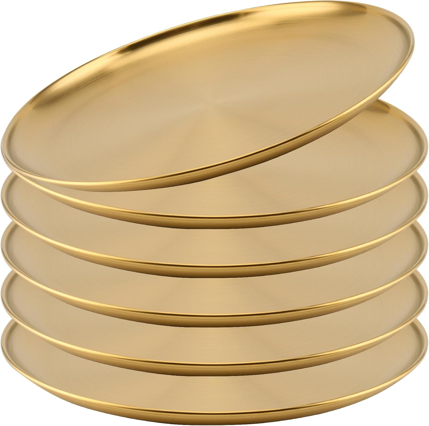 6 Pack 10 Inch Gold Stainless Steel Plate Round Metal Dinner Plates ...
