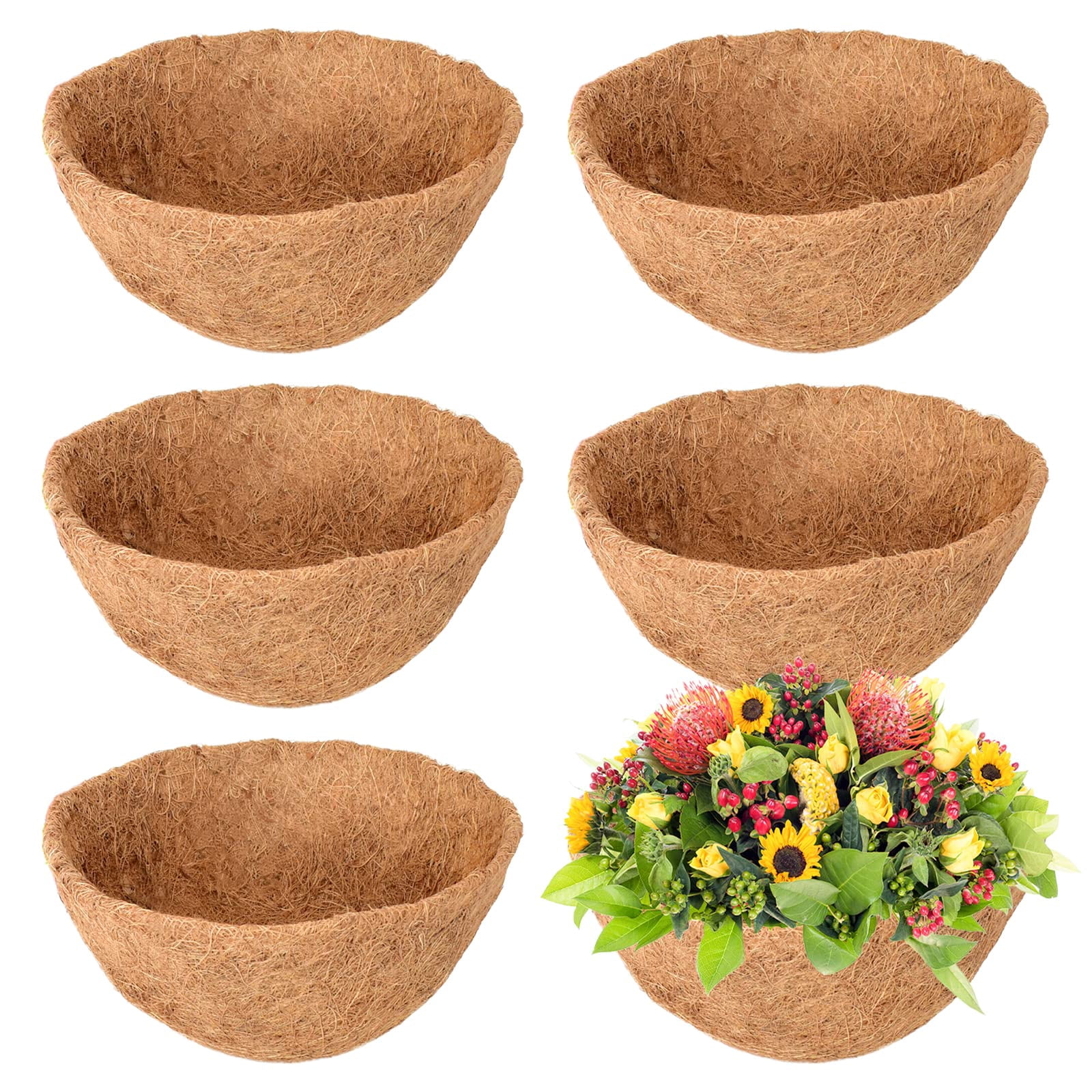 6 Pack 10 Inch Hanging Basket Coco Liners Replacement Round Coconut ...