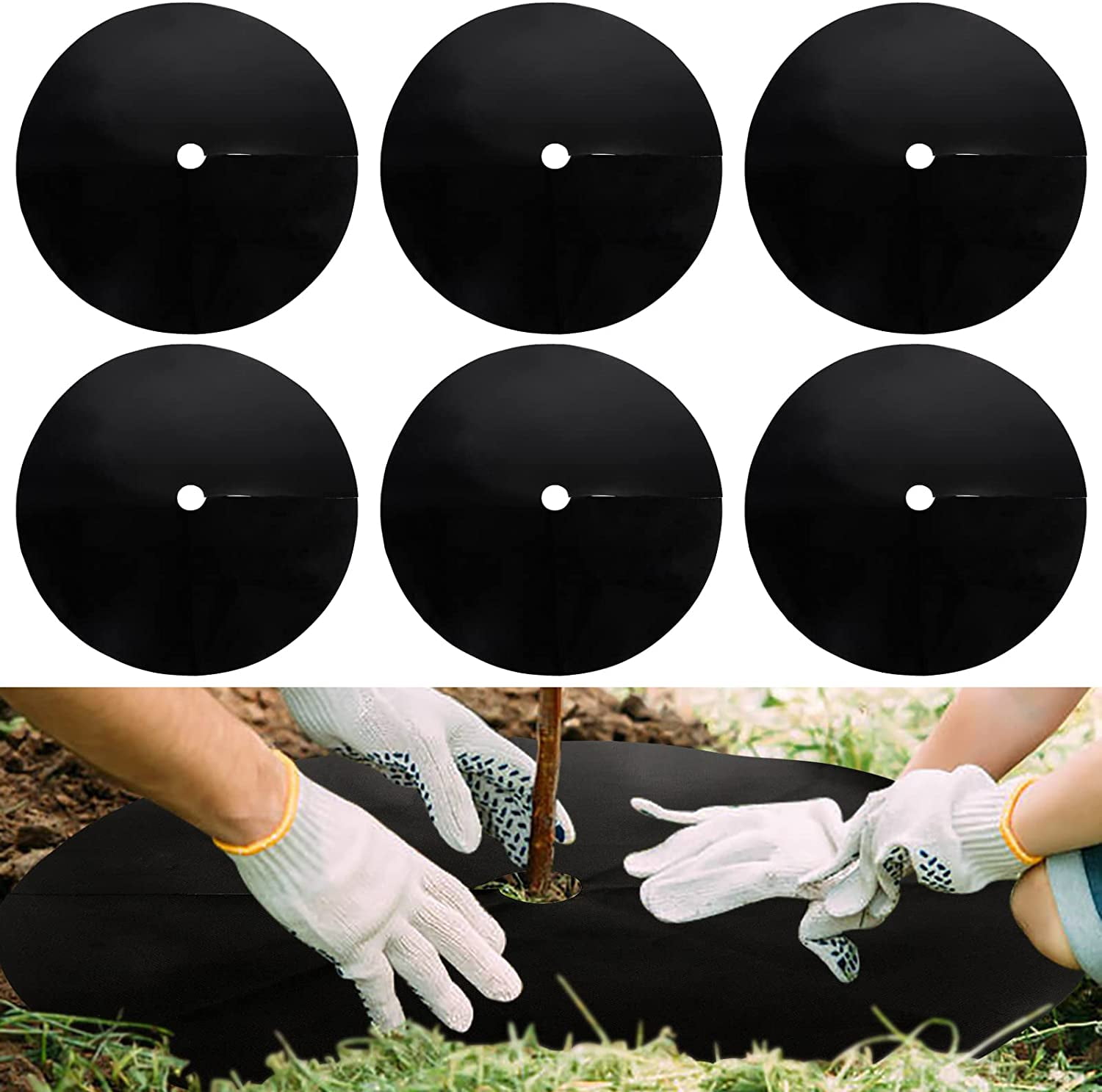 6 Pack 10 Inch Non-Woven Tree Mulch Ring Thickened Tree Protector Mat ...