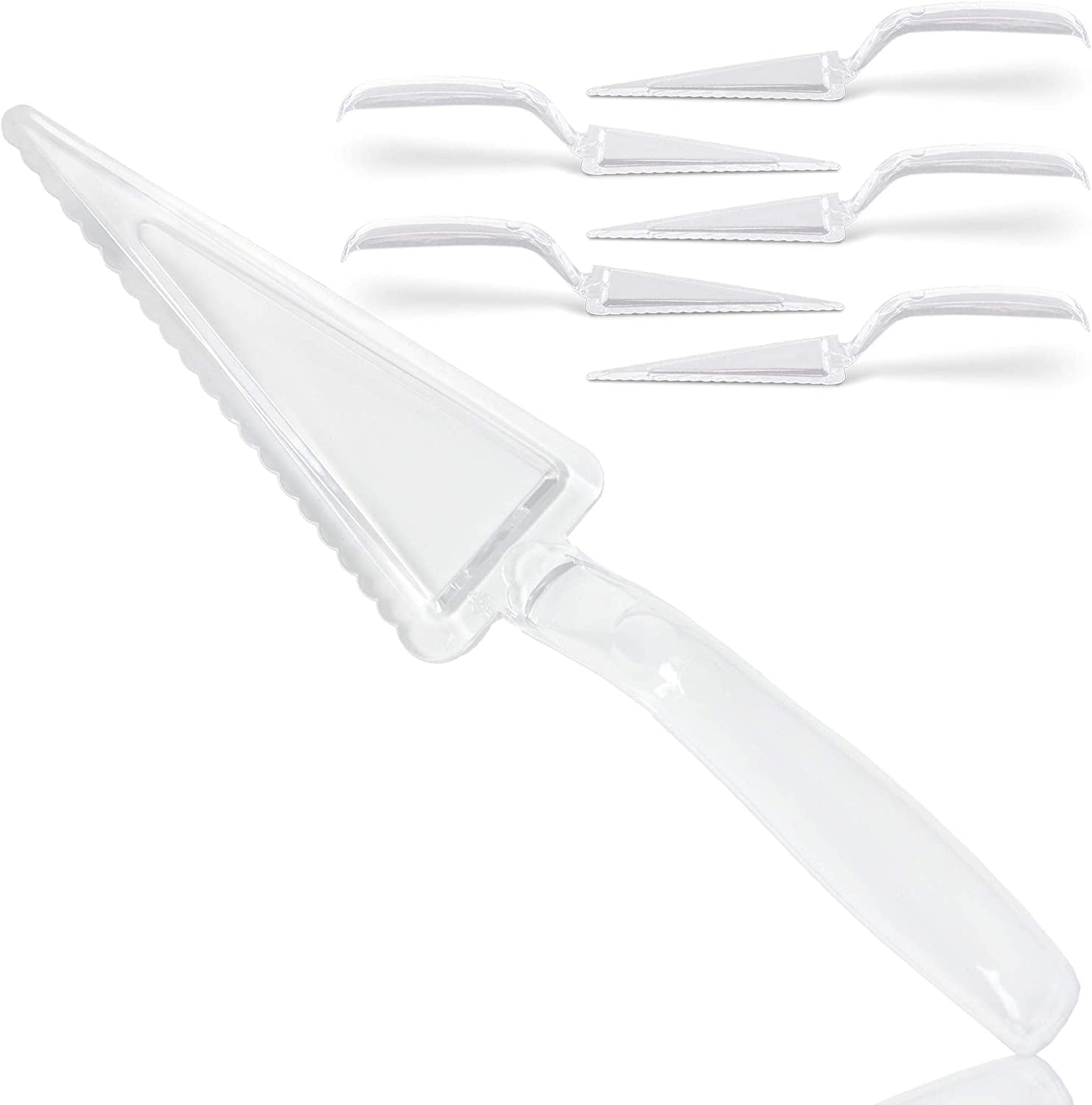 6 Pack 10 Inch Plastic Pie Server - Clear Disposable Cake Servers ...