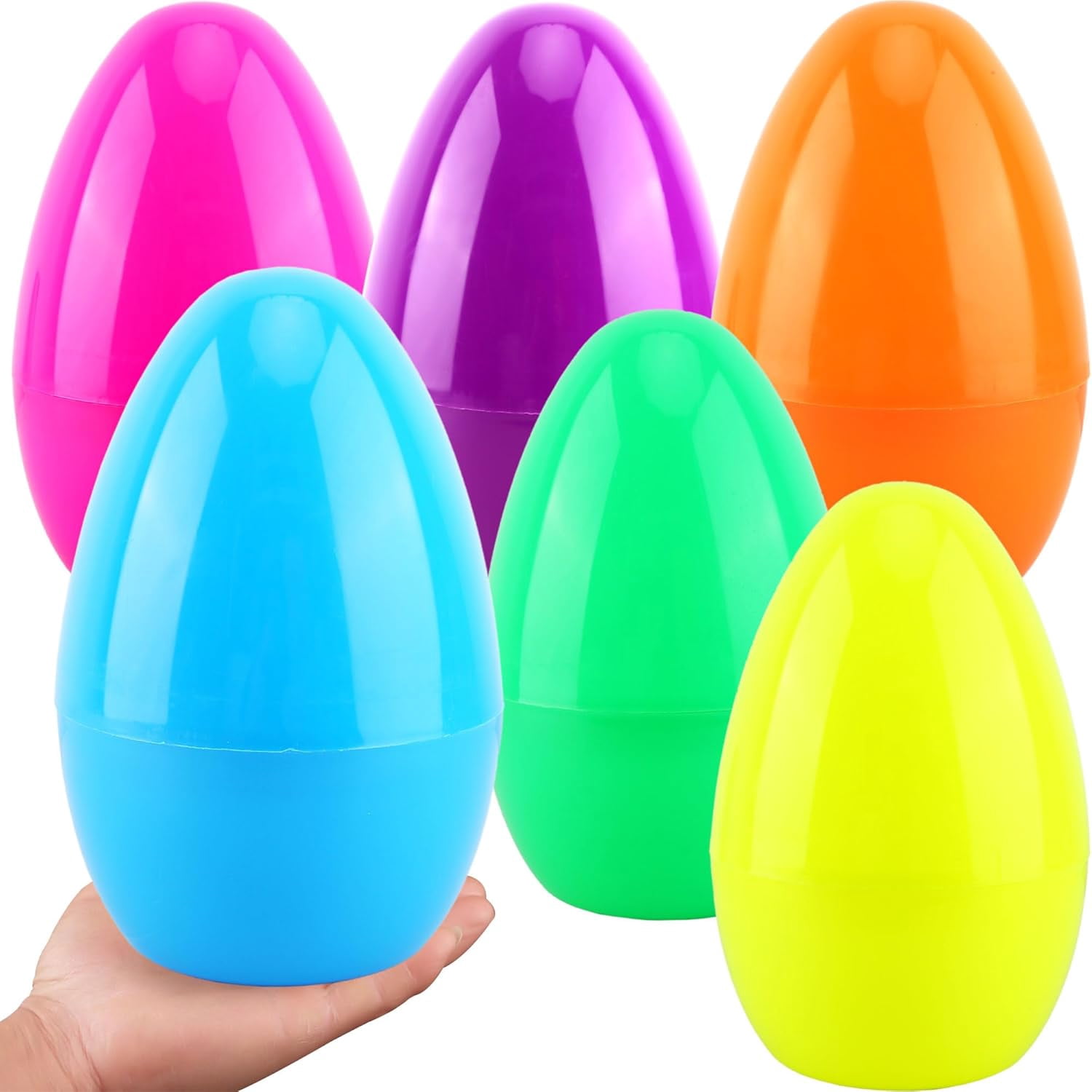 6-Pack 10 Inch Plastic Refillable Easter Eggs For Egg Hunt Game Party ...