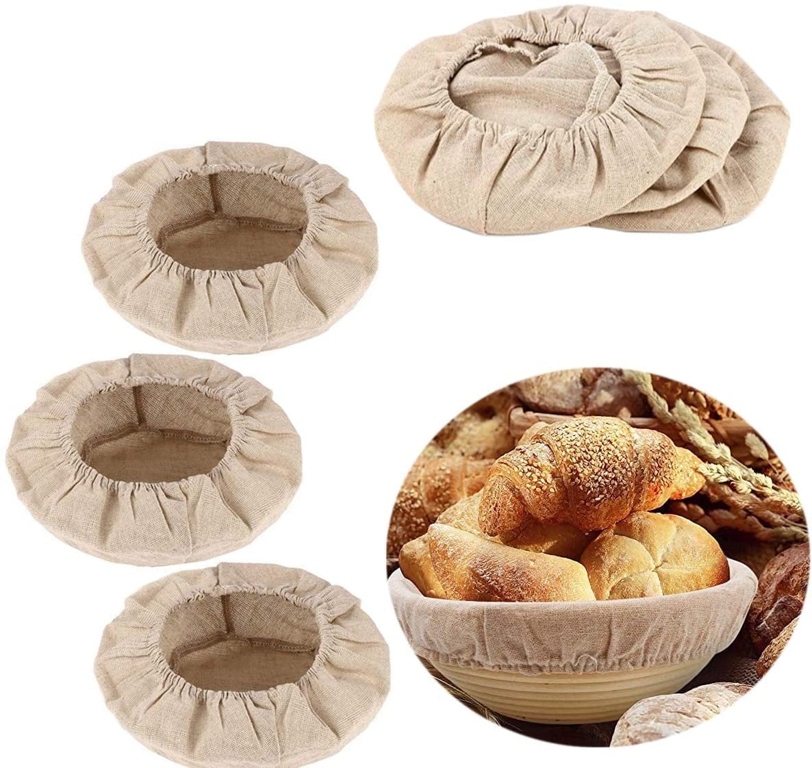 6 Pack 10 Inch Round Bread Proofing Basket Cloth,Liner Sourdough ...