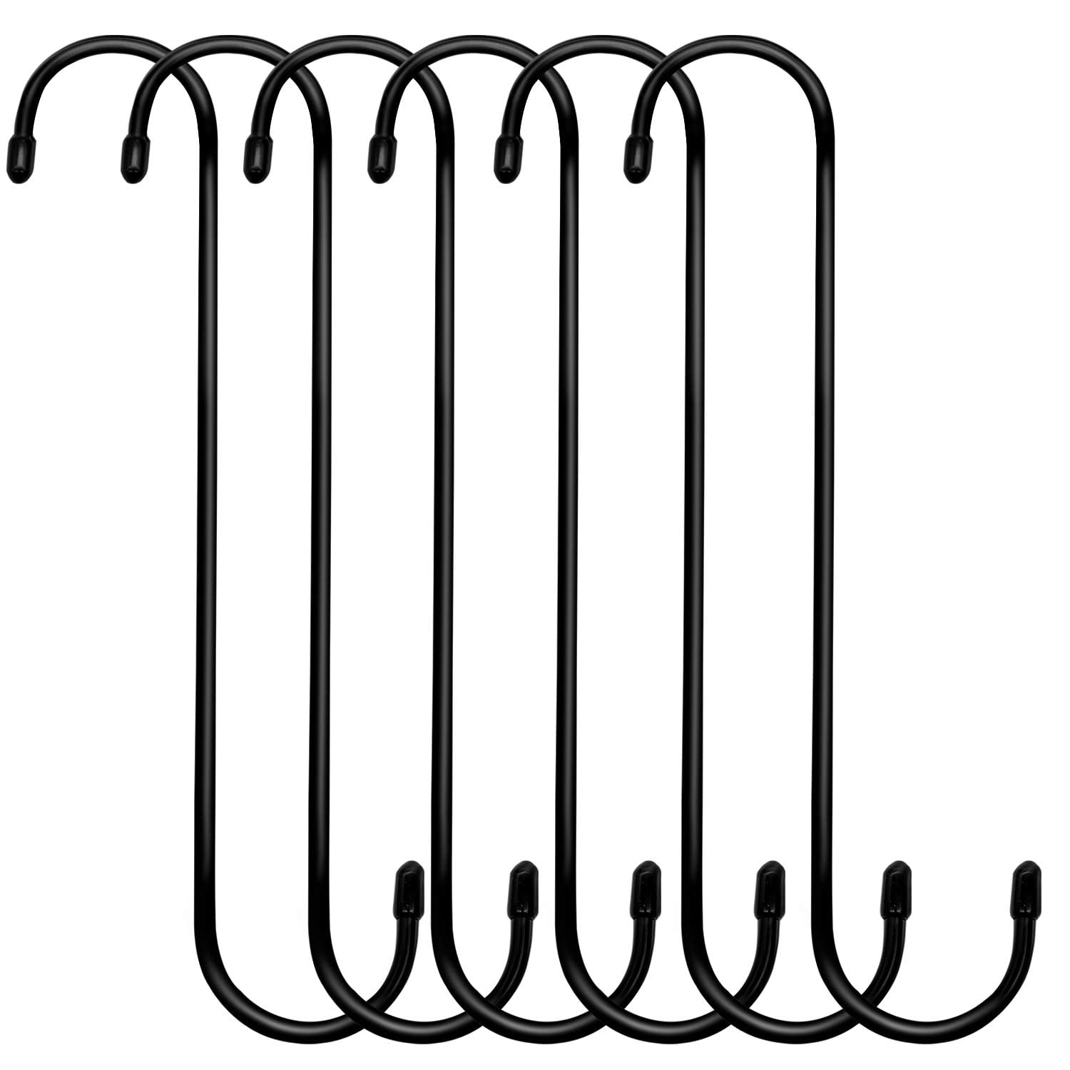 6 Pack 10 Inch S Hooks Heavy Duty, Extra Long Black Utility Hooks for ...