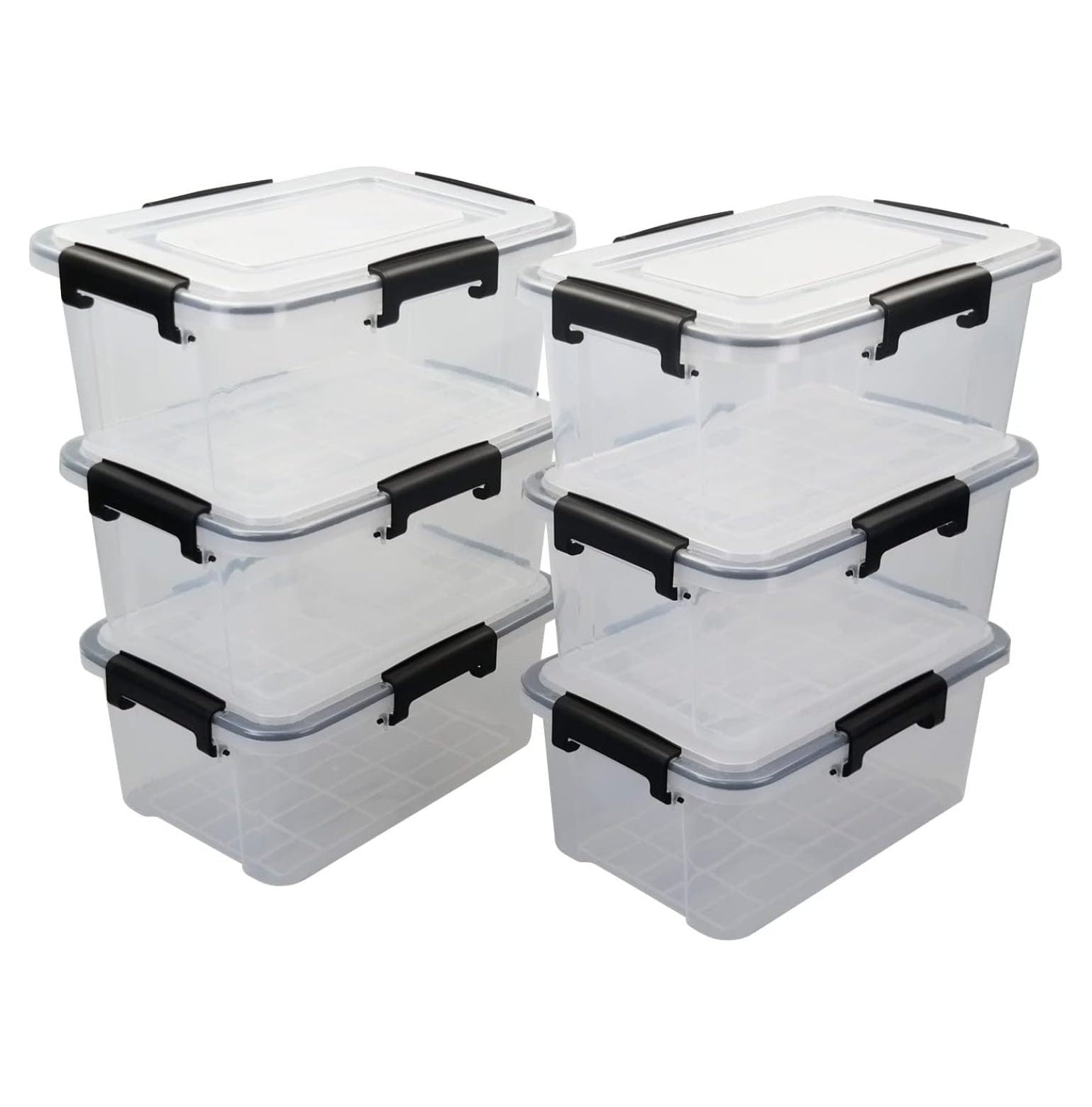 6-Pack 10 L Clear Plastic Storage Box with Lid, Airtight Pet Food ...