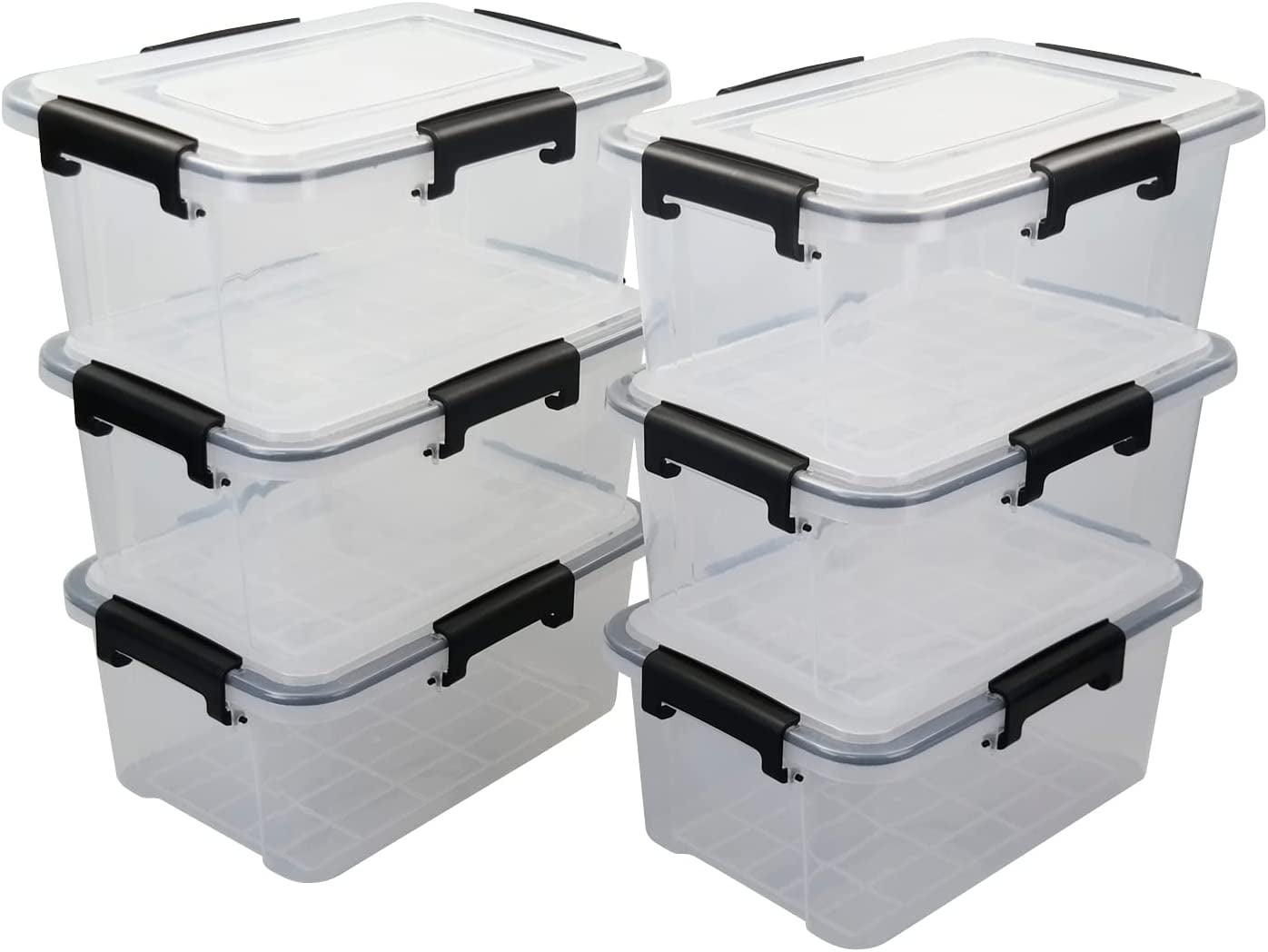 6-Pack 10 L Clear Plastic Storage Box with Lid, Airtight Pet Food ...