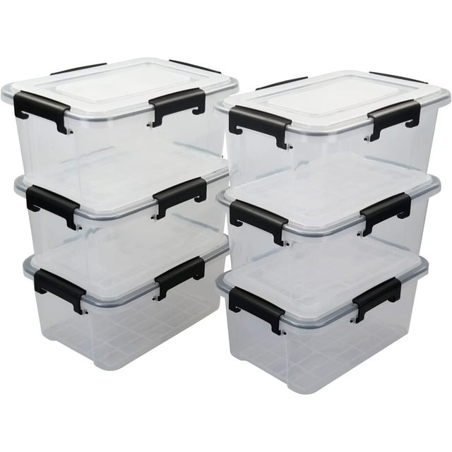 6-Pack 10 L Clear Plastic Storage Box with Lid, Airtight Pet Food ...