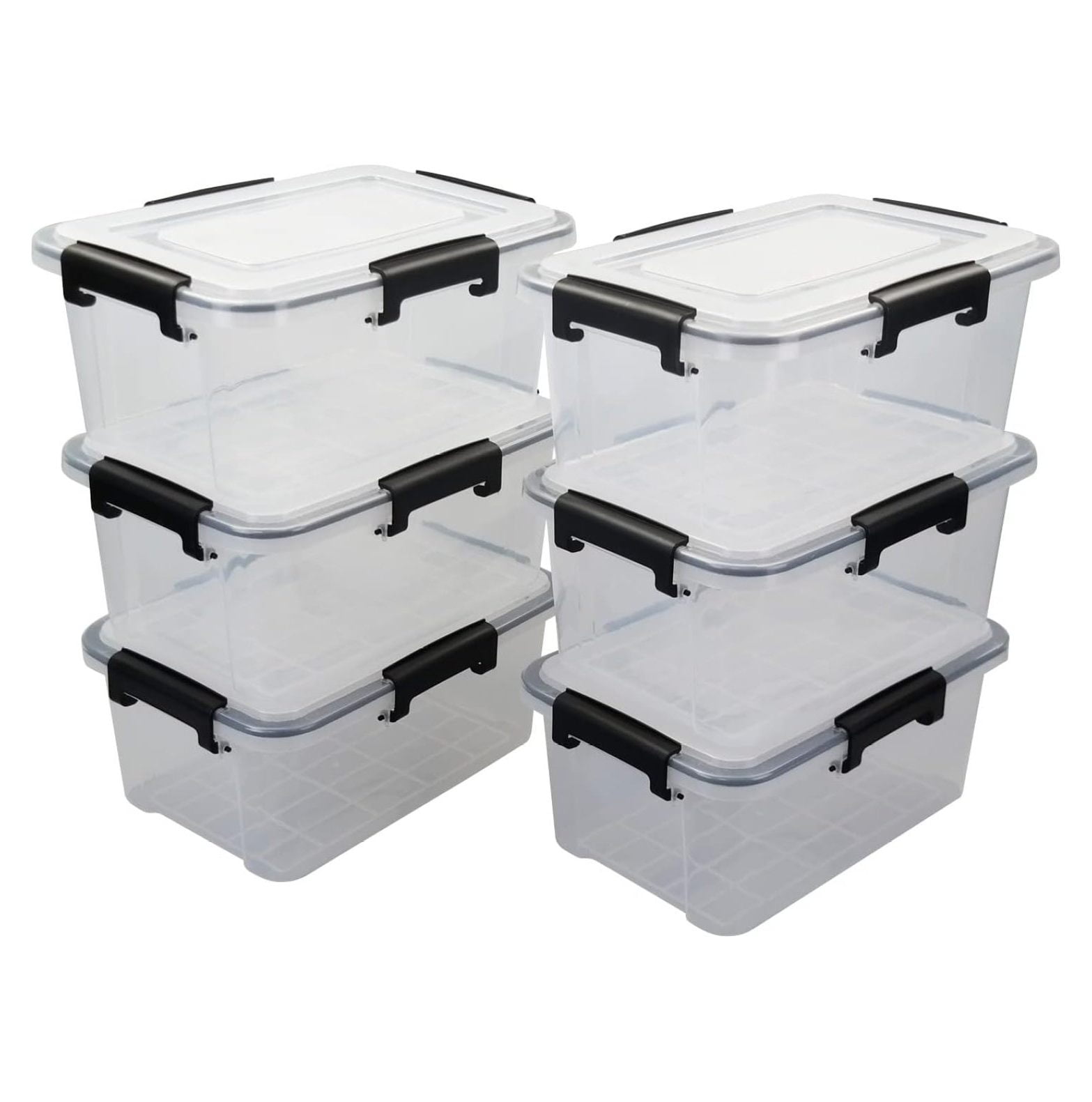 6-Pack 10 L Clear Plastic Storage Box with Lid, Airtight Pet Food ...