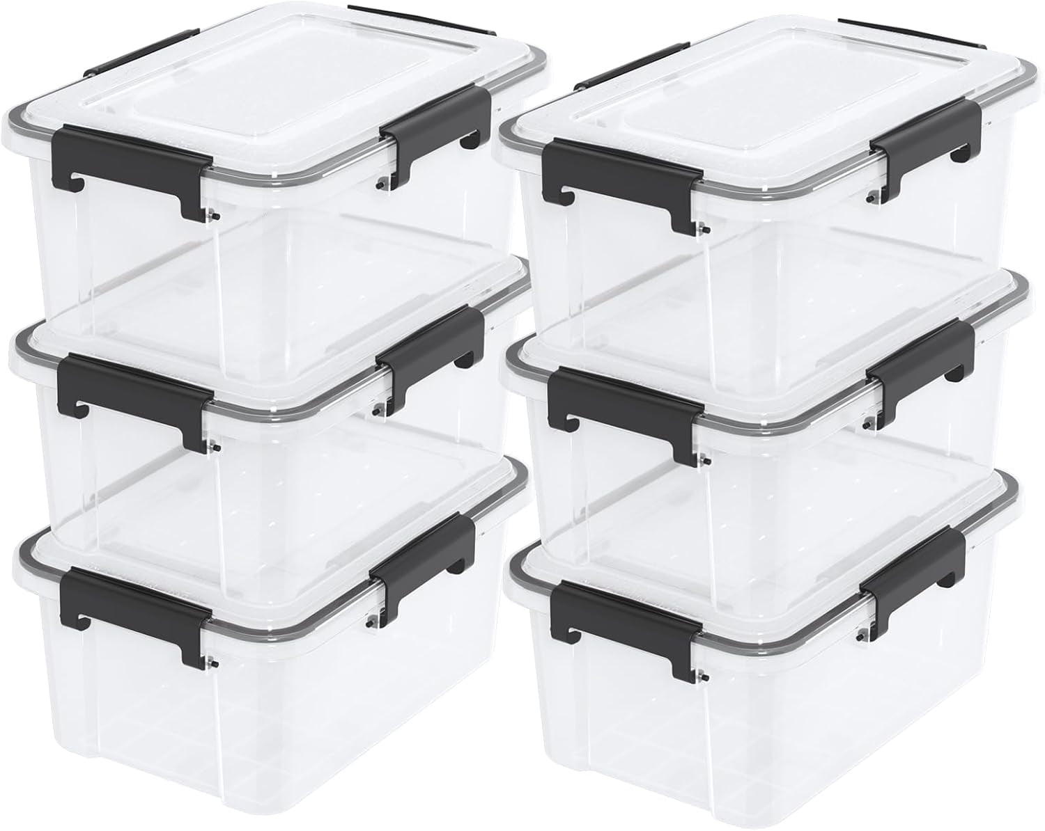 6 Pack 10 L Storage Bin with Latching Lid and Tight Seal, Airtight ...