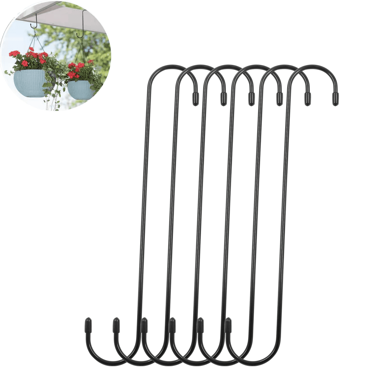 6 Pack 10" Large S Hooks for Hanging Plant Basket Outdoor Bird Feeder ...