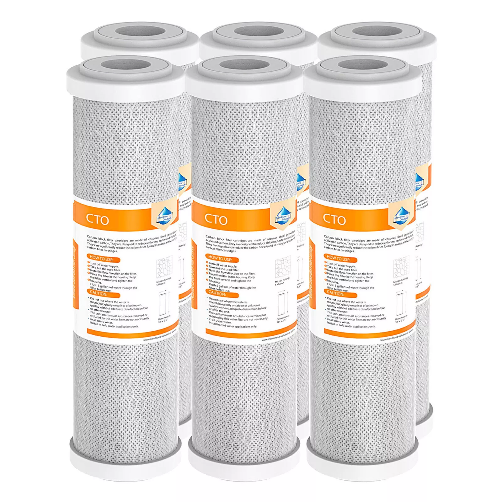 6 Pack 10"x2.5" CTO Carbon Block Water Filter Cartridge Whole House RO ...