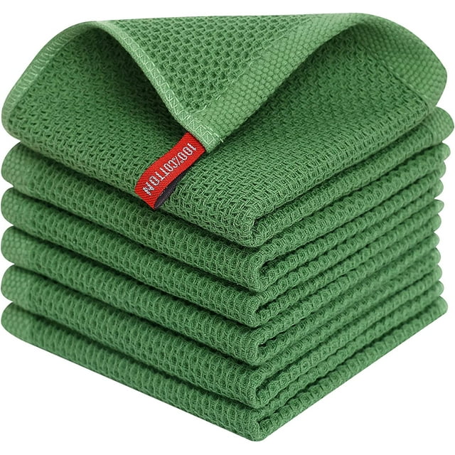 6 Pack 100% Cotton Kitchen Dish Cloths, Waffle Weave Dish Cloths for ...