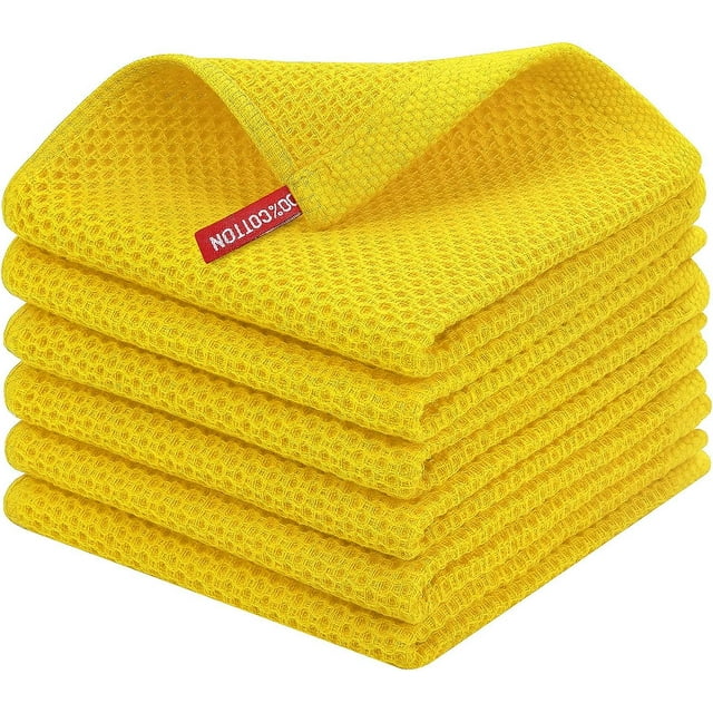 6 Pack 100% Cotton Kitchen Dish Cloths, Waffle Weave Dish Cloths for ...